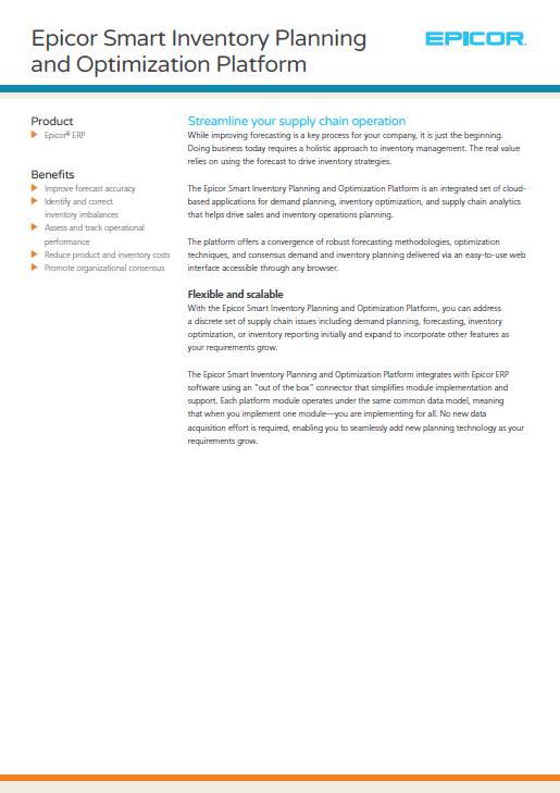Smart Software - Inventory Planning and Optimization for Epicor